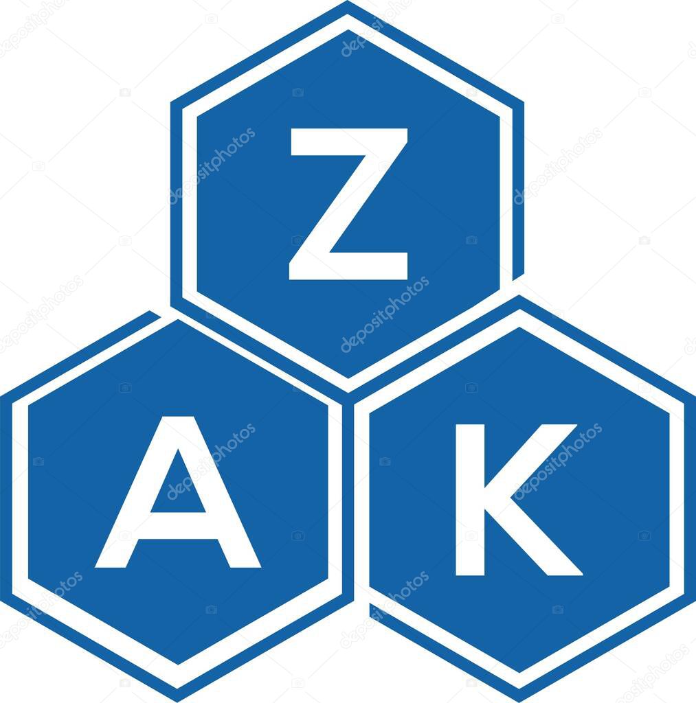 Diseño del logotipo de la letra ZAK sobre fondo blanco. ZAK iniciales ...