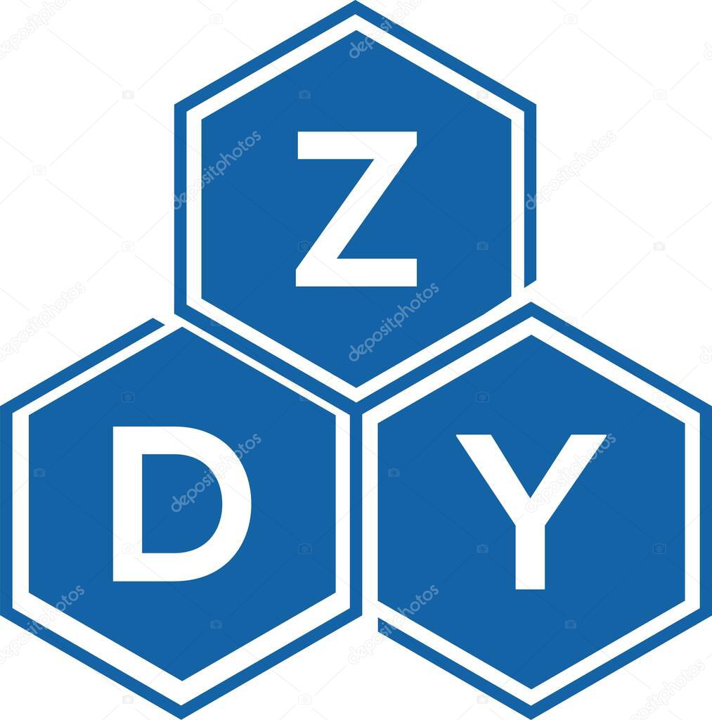 Diseño del logotipo de la letra ZDY sobre fondo blanco. ZDY iniciales ...