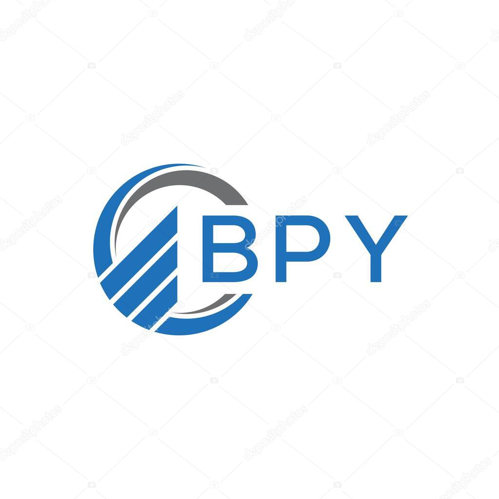 BPY Diseño de logotipo de contabilidad plana sobre fondo blanco. BPY ...
