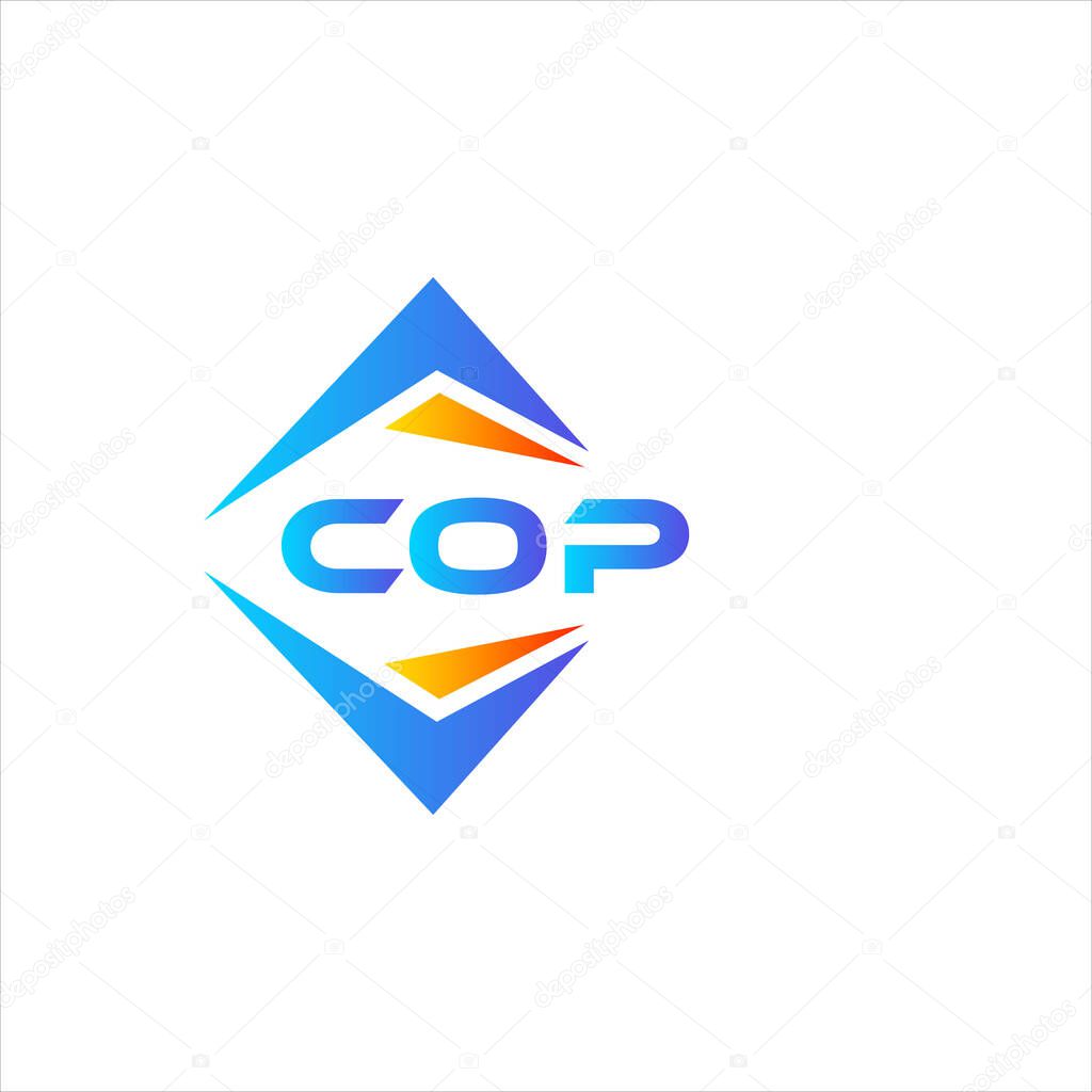 Diseño del logotipo de la tecnología abstracta COP sobre fondo blanco ...