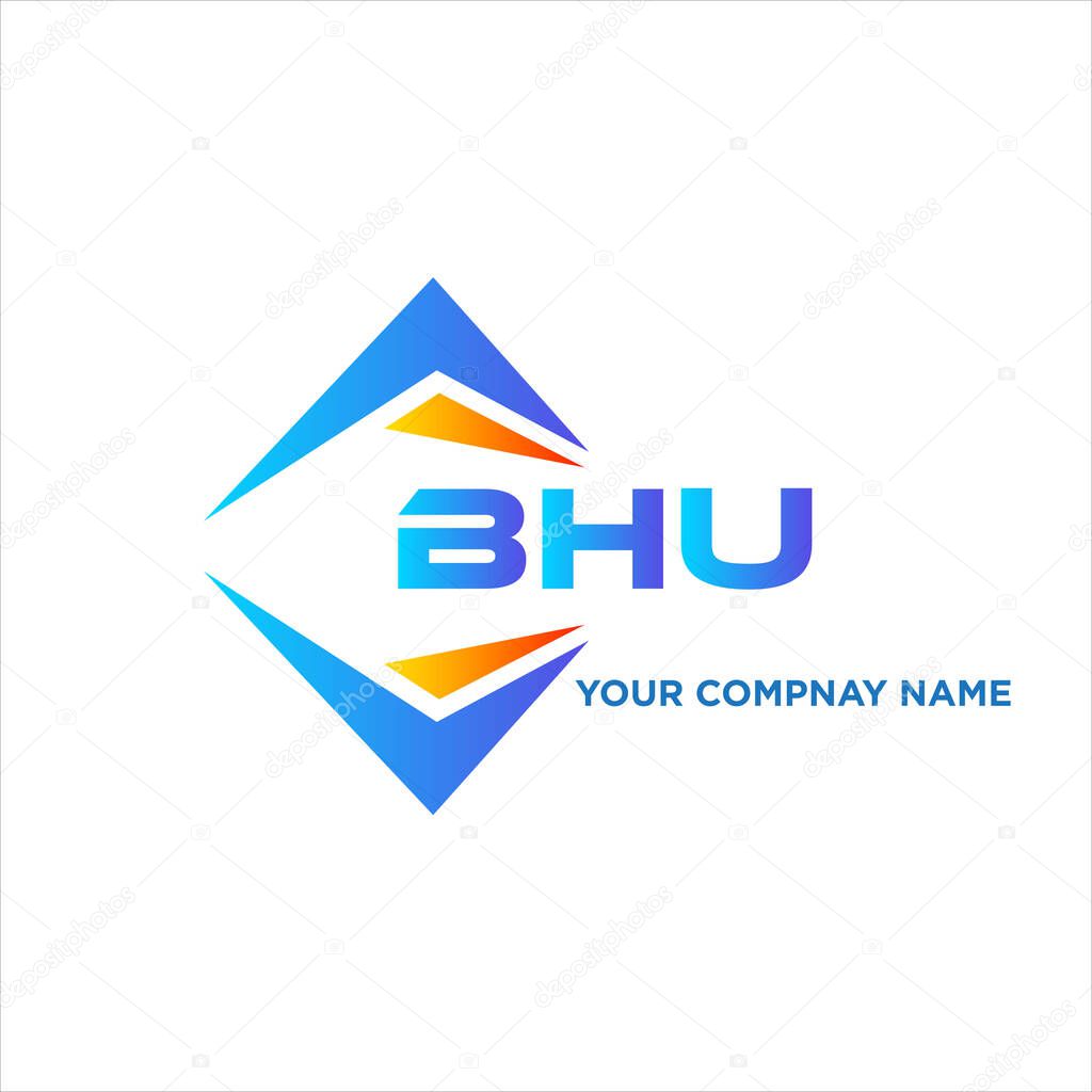 Diseño de logotipo de tecnología abstracta BHU sobre fondo blanco. BHU ...