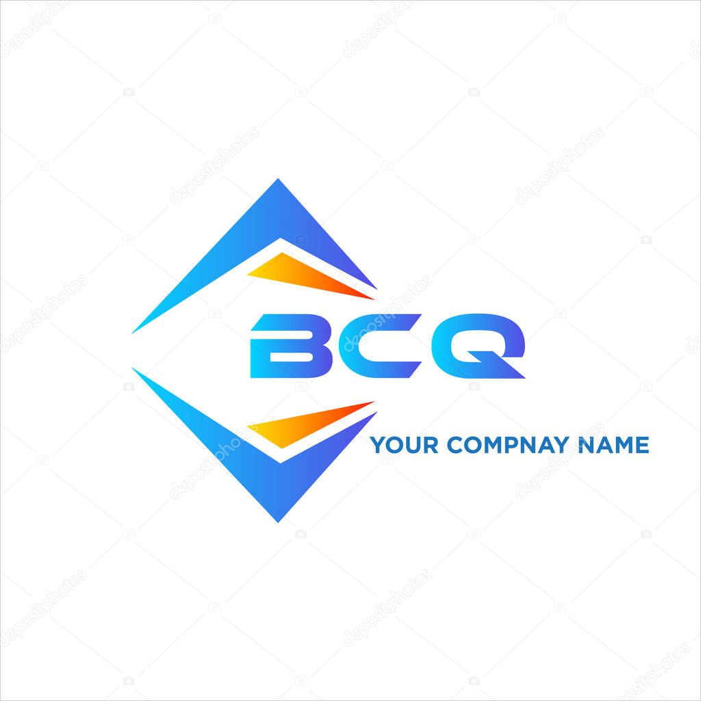 Diseño de logotipo de tecnología abstracta BCQ sobre fondo blanco. BCQ iniciales creativas letra ...