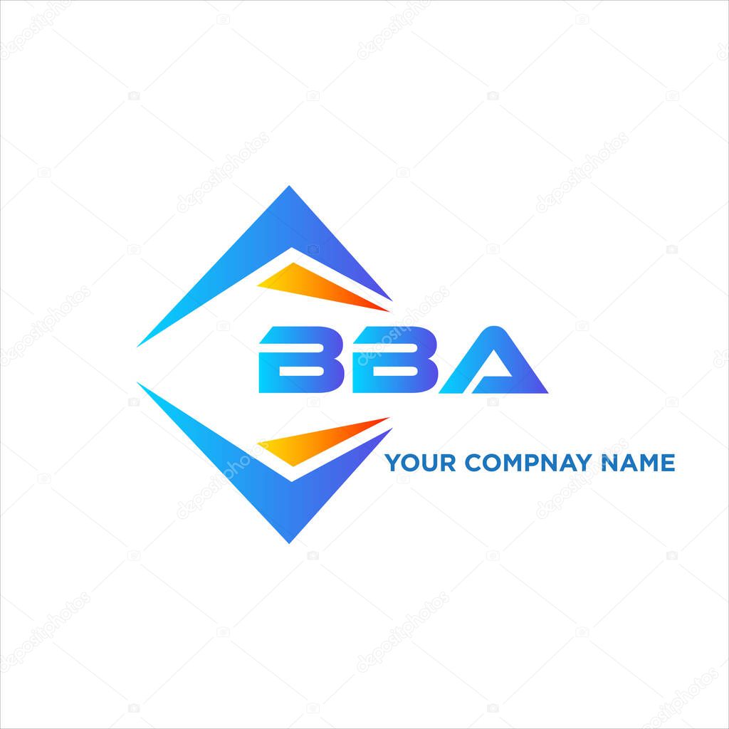 Diseño de logotipo de tecnología abstracta BBA sobre fondo blanco. BBA iniciales creativas letra ...