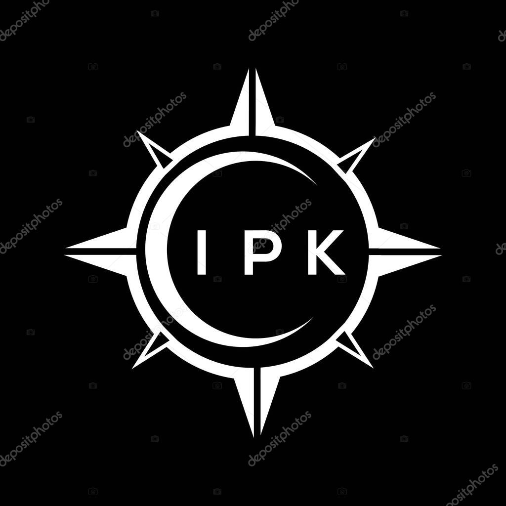 Diseño de logotipo de configuración de círculo de tecnología abstracta IPK sobre fondo negro ...