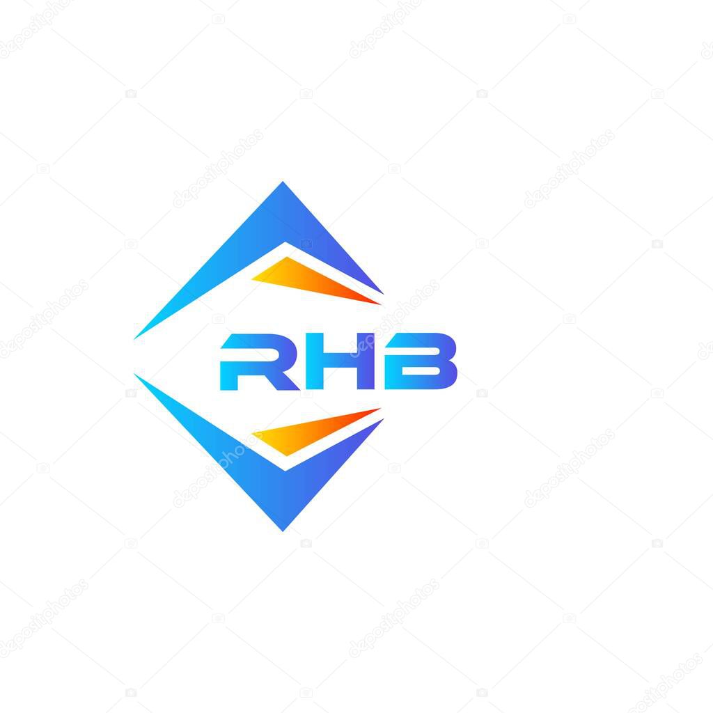 Diseño de logotipo de tecnología abstracta RHB sobre fondo blanco. RHB iniciales creativas letra ...