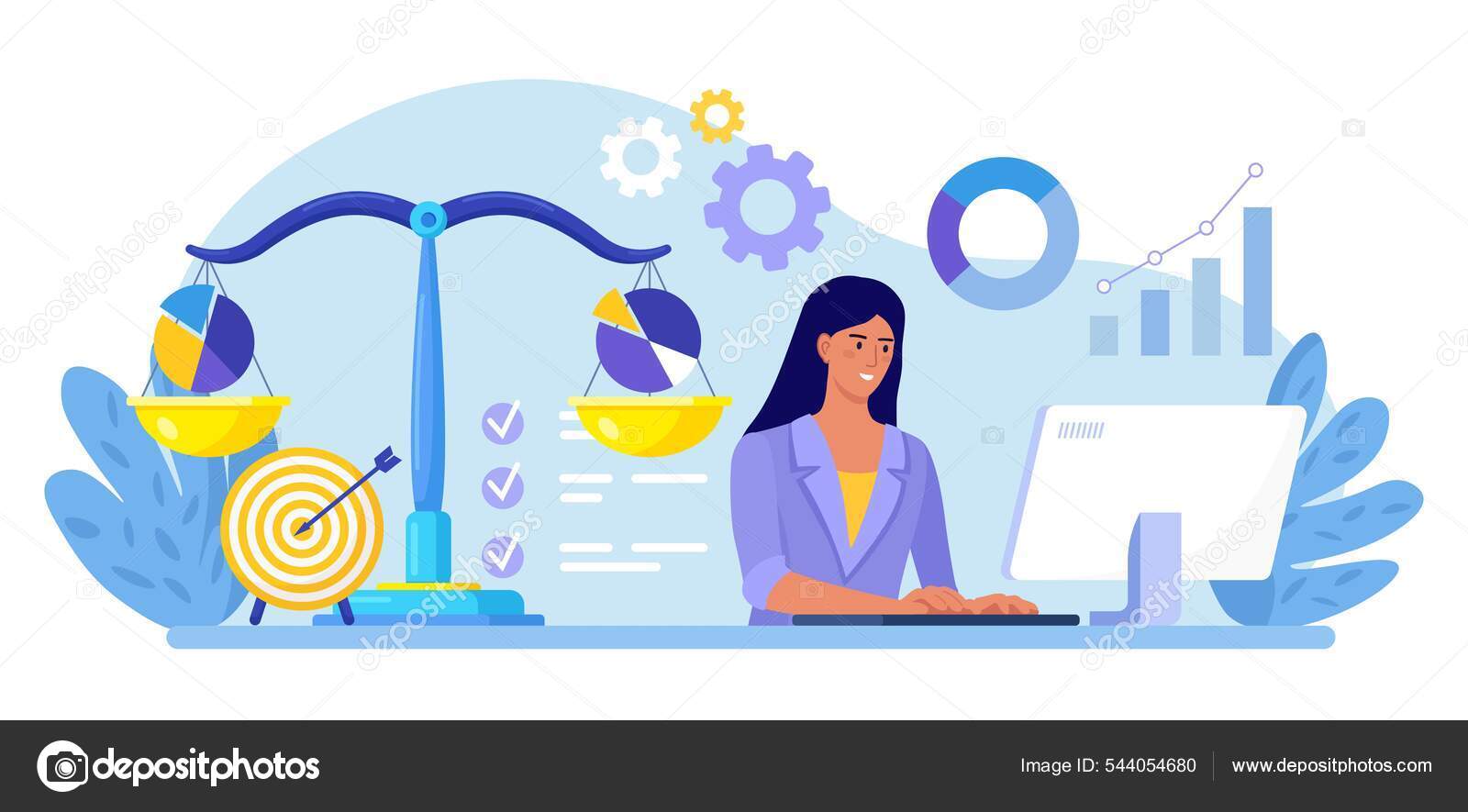 Benchmarking Business Compare Tool Improvement Progress Woman Analyse ...