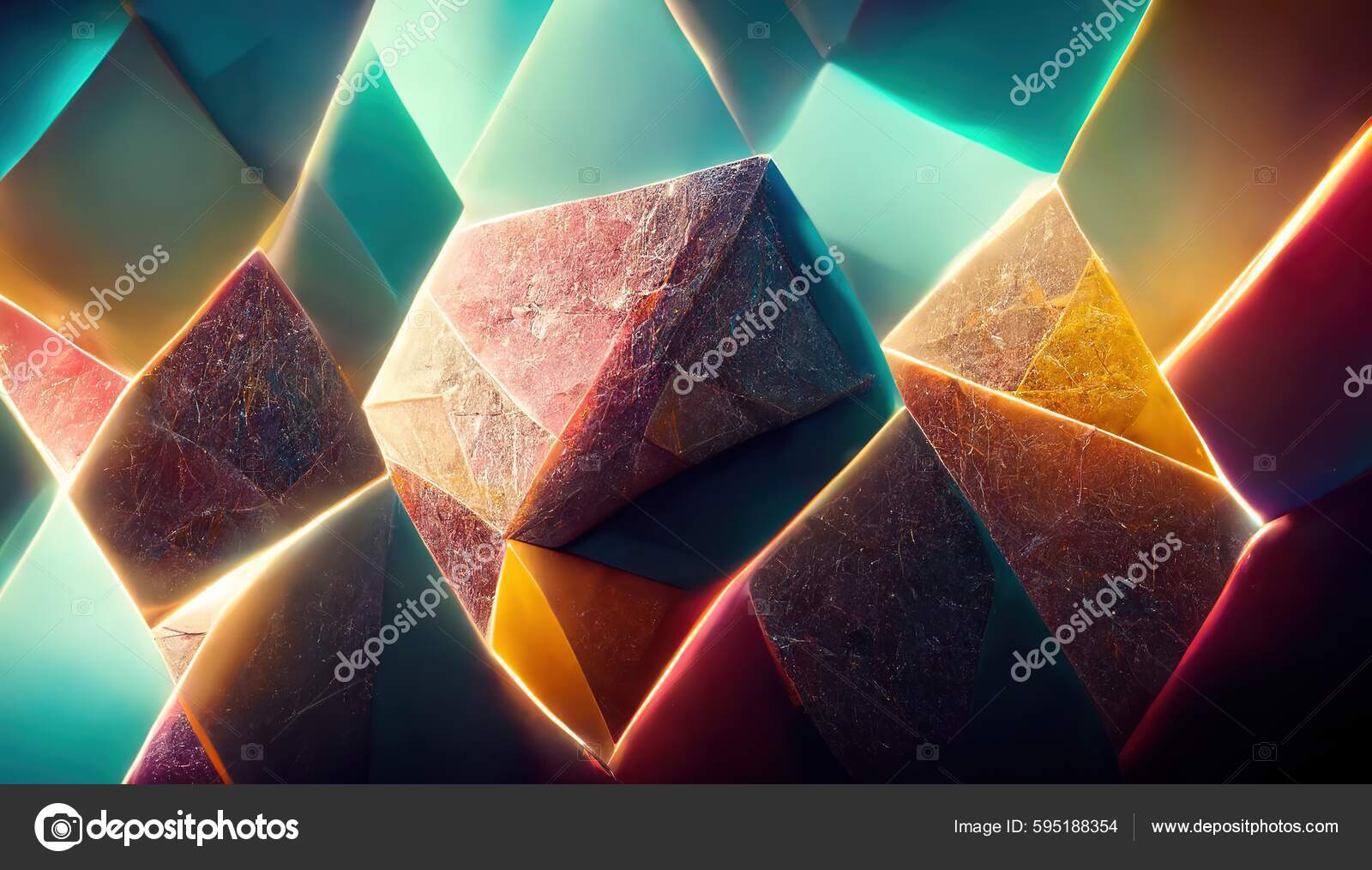 Realistic Colorful Shiny Glowing Magic Crystals Abstract Background ...