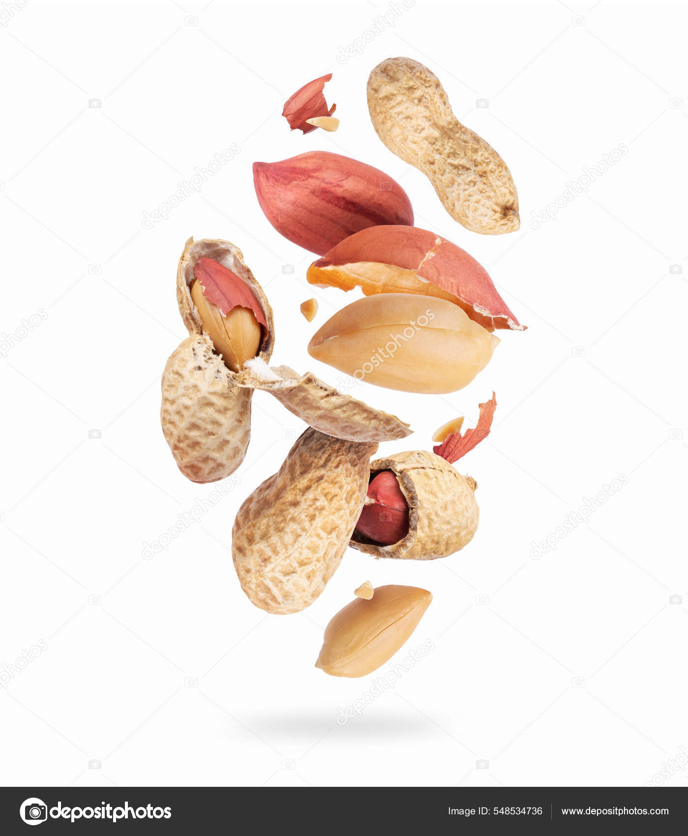 Crushed Peanuts Falling Isolated White Background Stock Photo by ...