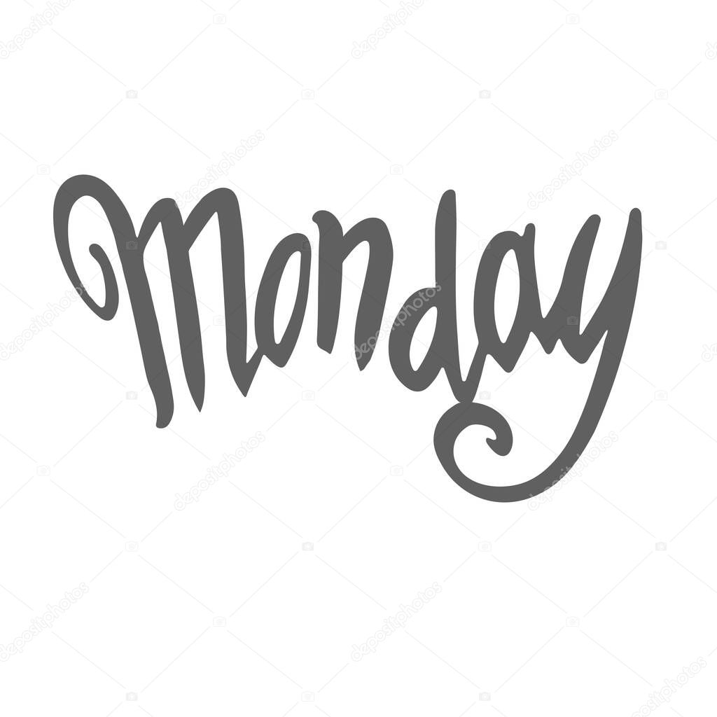 Lunes letra manuscrita caligrafía vector ilustración fuentes. 2022