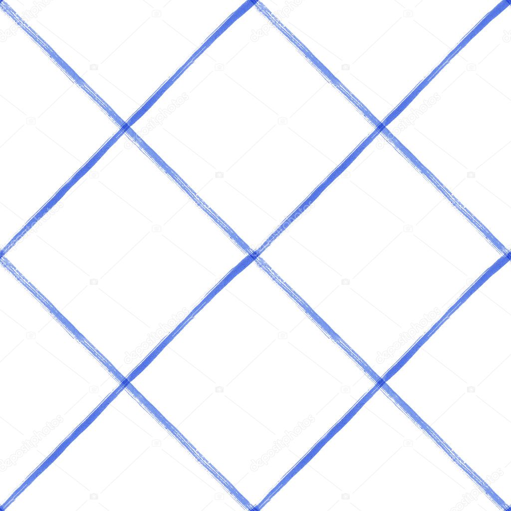 Acuarela pintada a mano sin costuras patrón a cuadros en tonos azules ...