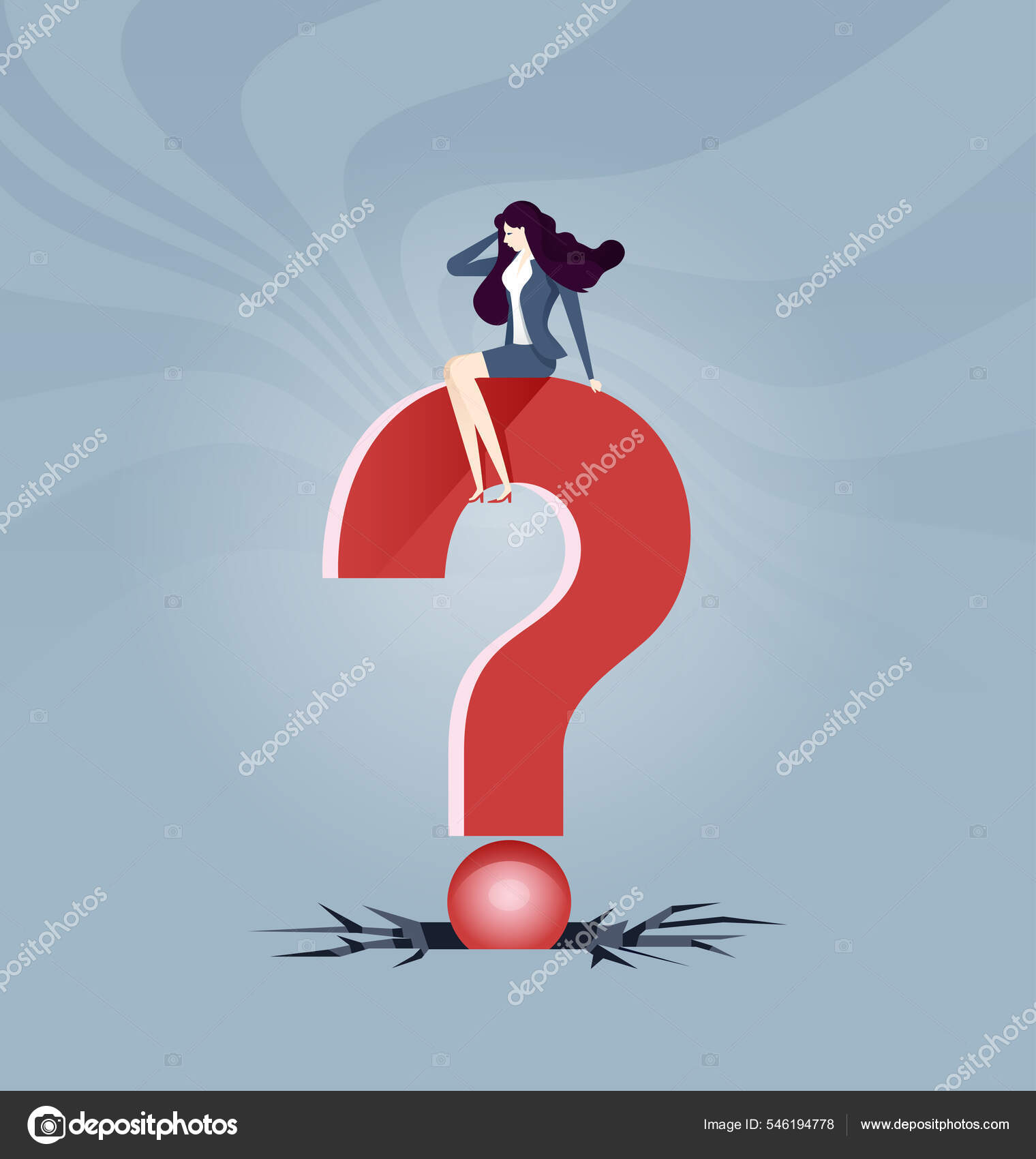 Big Problem Businesswomen Sits Question Mark Sign Stock Vector Image by ...