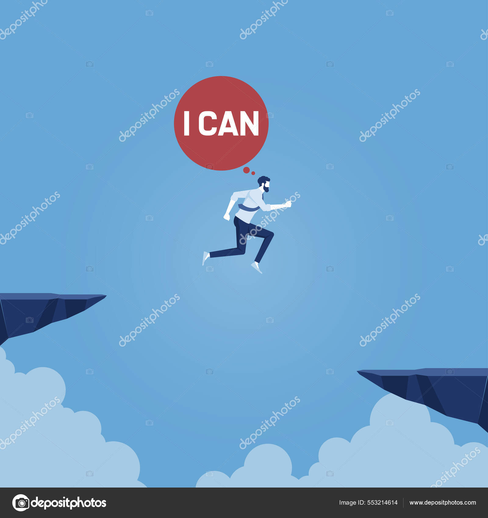 Businessman Jump Abyss Concept Business Challenge Empower Stock Vector ...