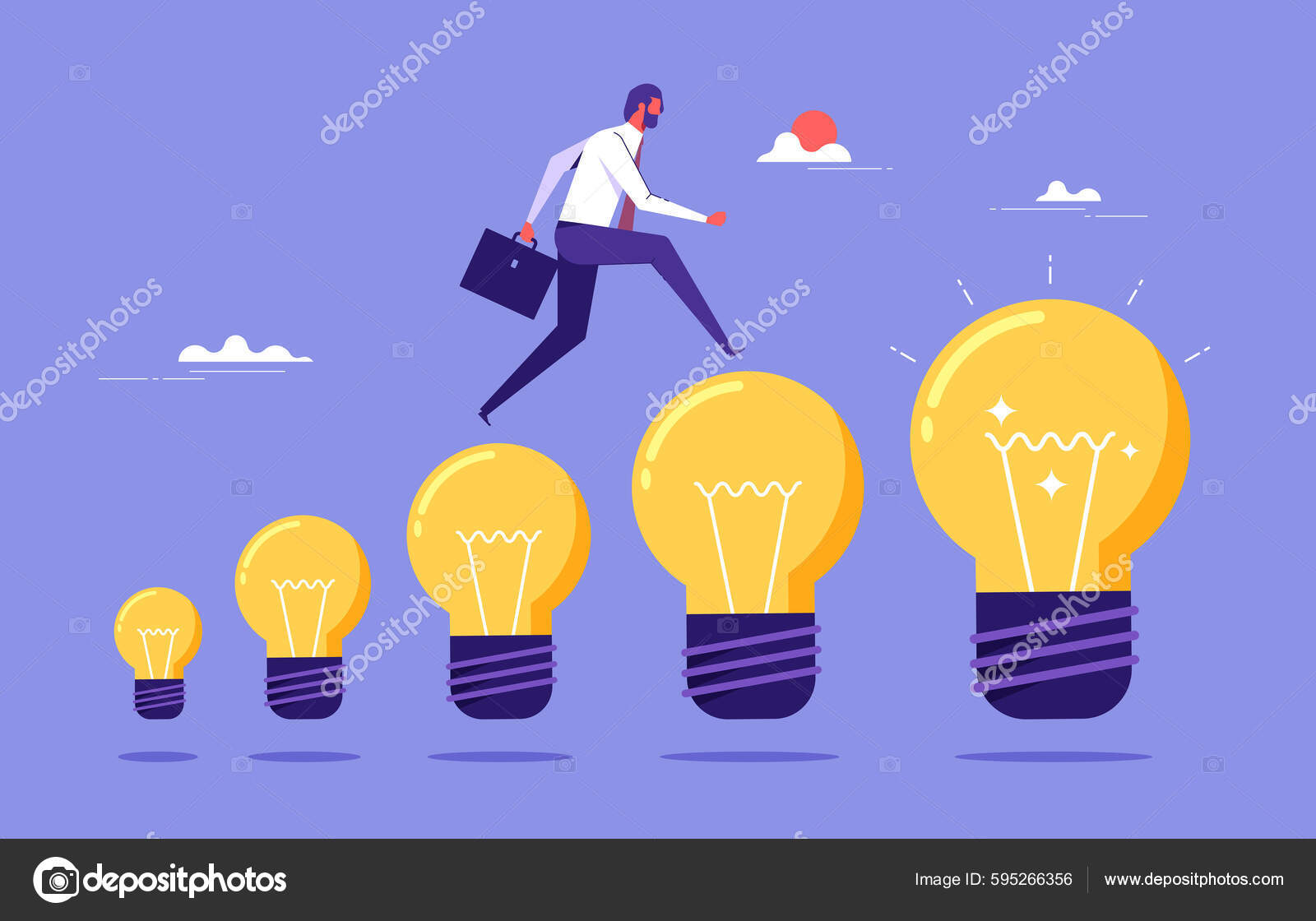 Man Walking Light Bulbs Searching Creative Ideas Brainstorming ...