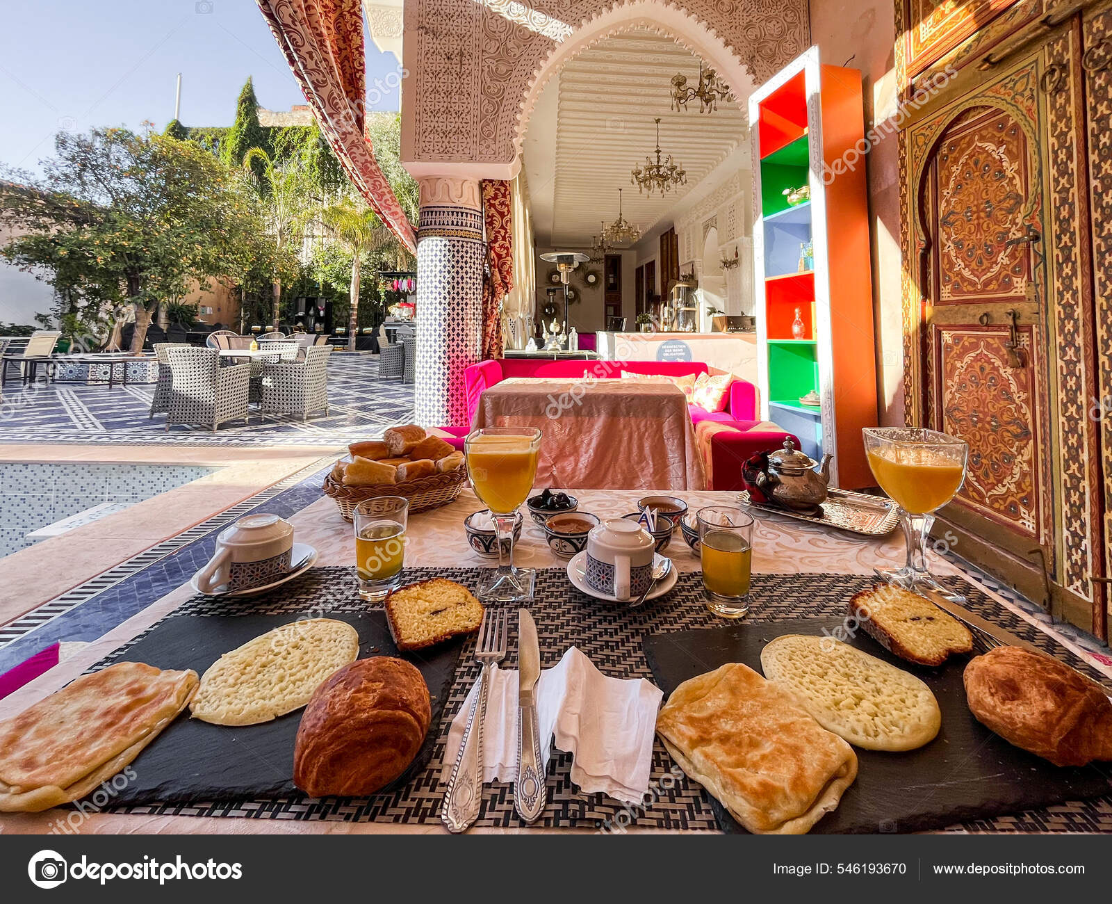 Moroccan Breakfast Luxurious Riad Old Medina — Stock Editorial Photo ...