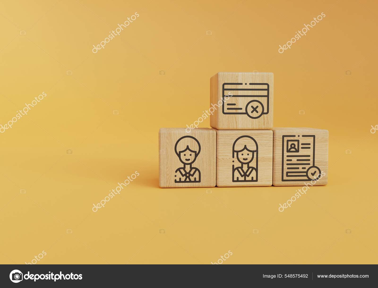Three Vertically Standing Wooden Blocks Front View Blocks Display Icons ...