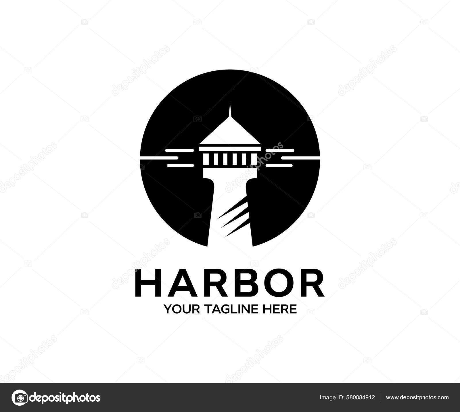 Lighthouse Harbor Logo Design Maritime Tower Harbor Vector Design ...