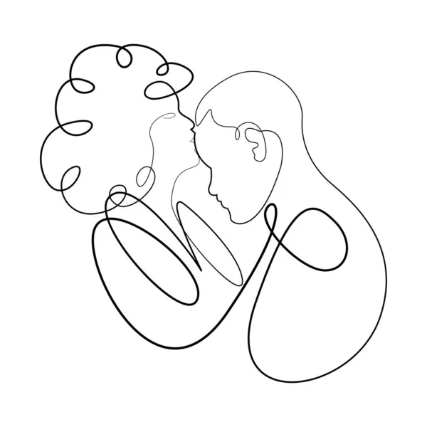 Ilustración Beso Gente Estilizada Pareja Enamorada Dibujada Con Una ...