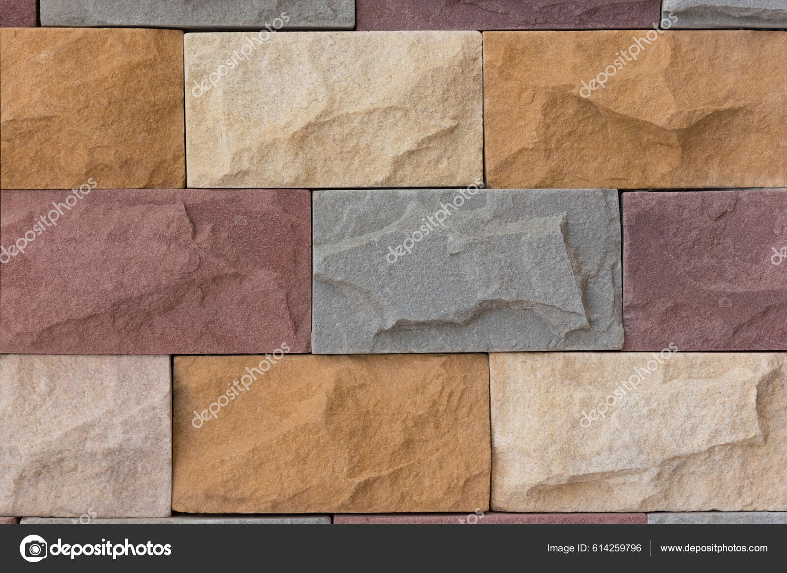 Natural Color Stone Plates Bringing Them Together Wall Used Cement ...