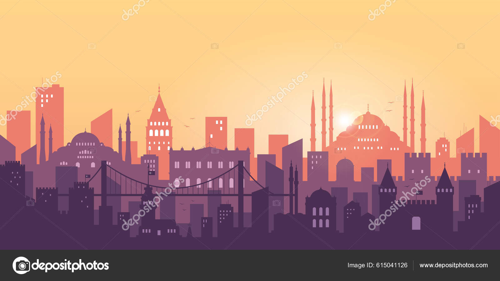 Istanbul Turkey Concept Silhouette City Istanbul Sunset Travel Concept ...