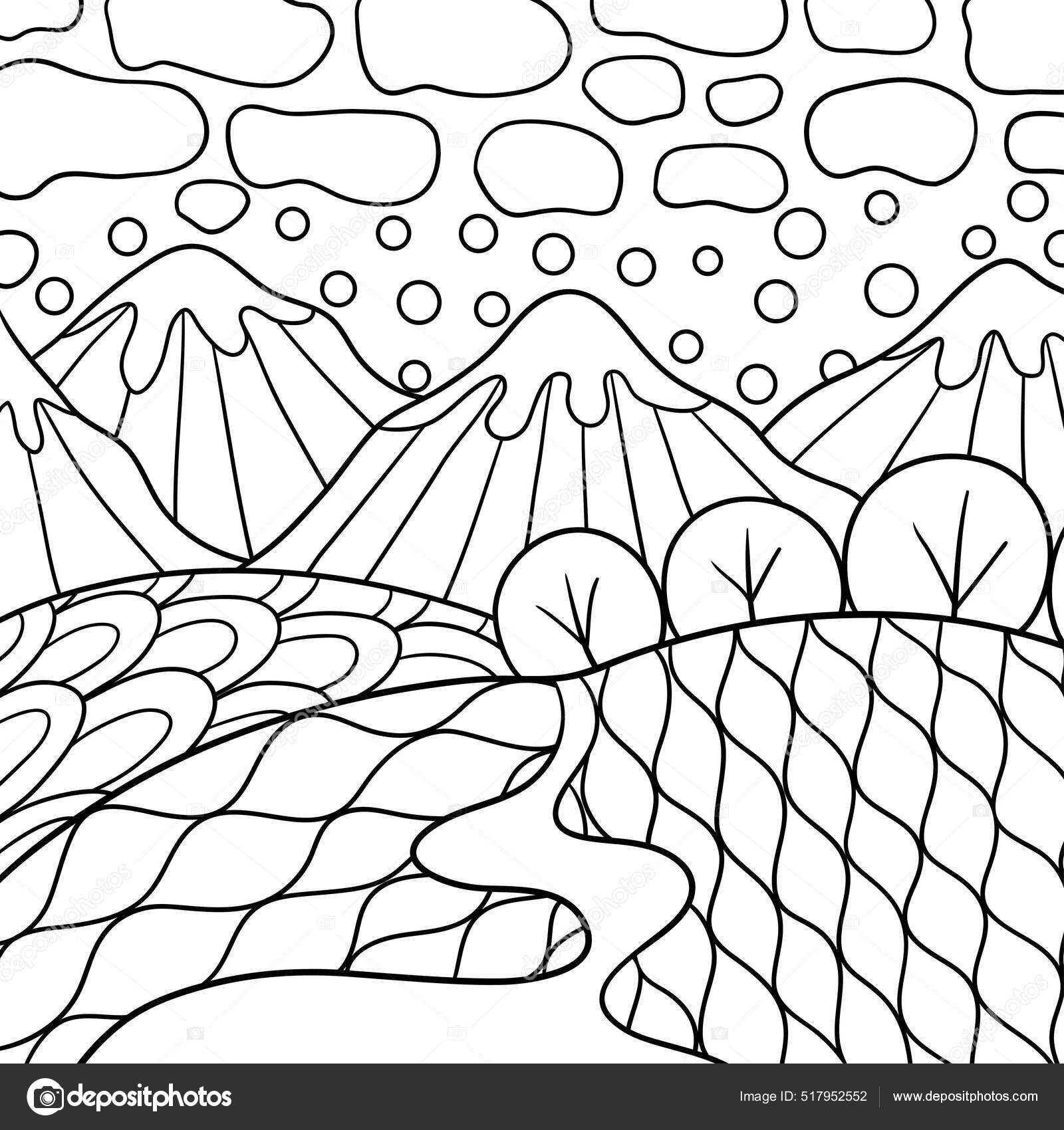 Abstract Nature Landscape Illustration Relaxing Activity Adults Line ...