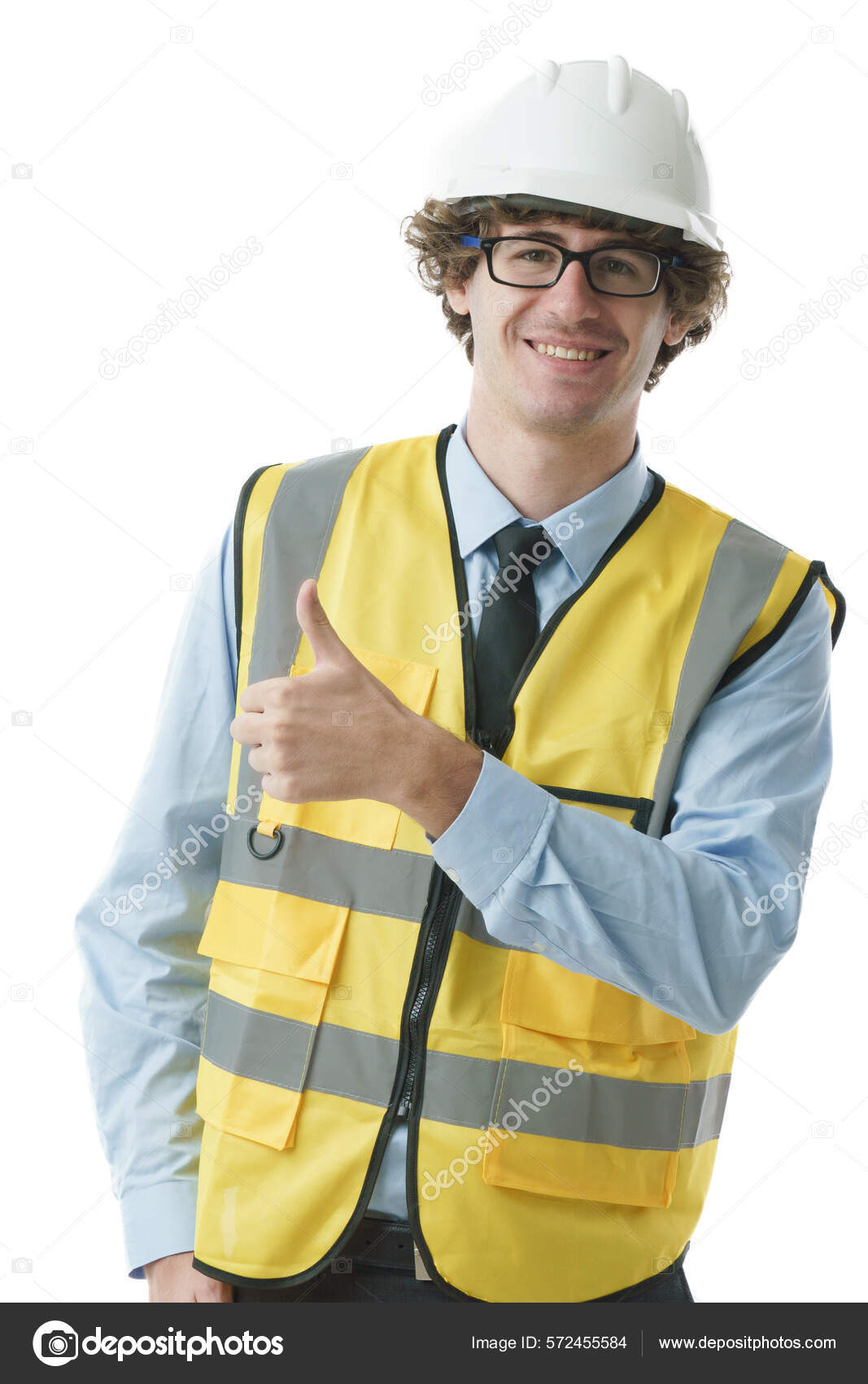 Young Caucasian Civil Engineer Construction Worker Wearing Hard Hat ...