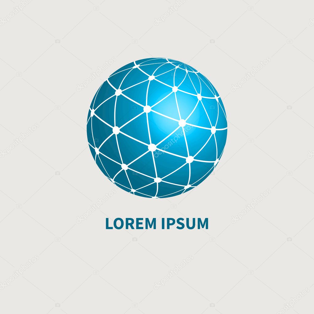 Telecomunicaciones, icono de las comunicaciones. Logo Globe con rejilla ...
