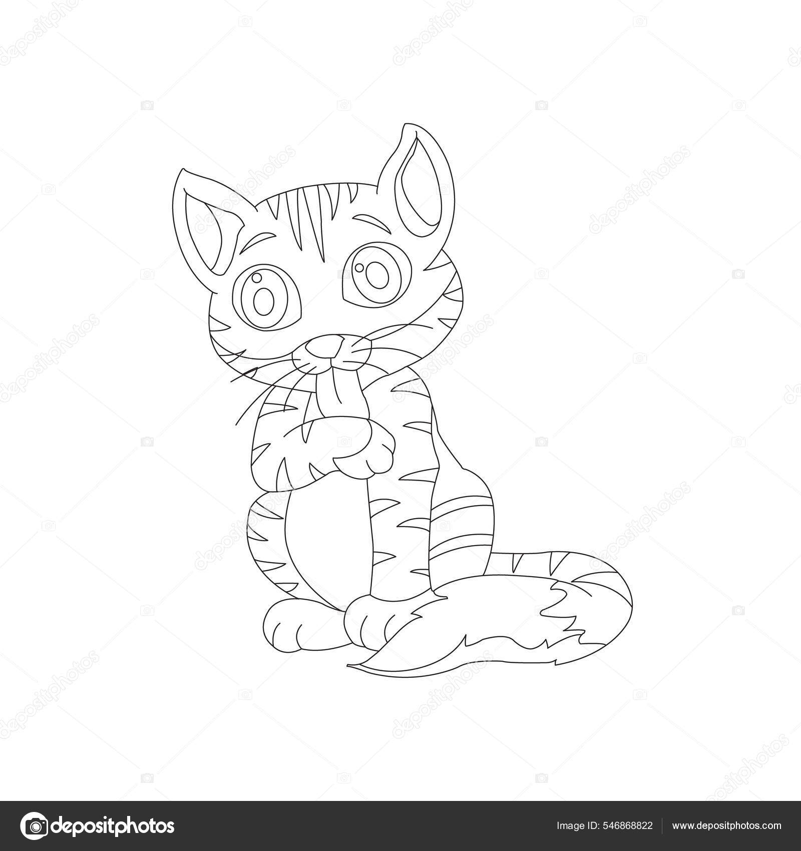 Halaman Mewarnai Garis Besar Kucing Lucu Pewarnaan Halaman Kartun ...