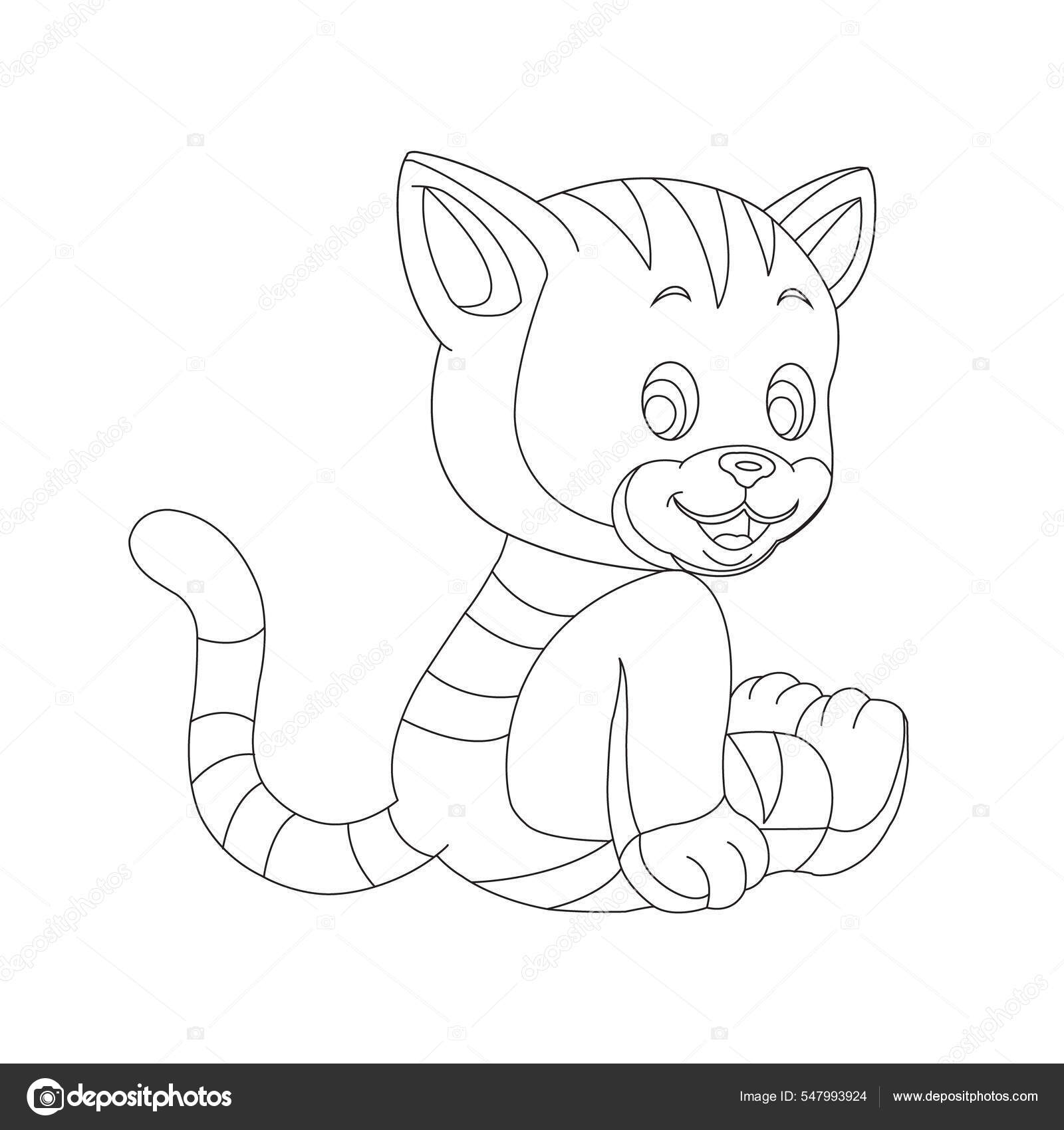 Halaman Mewarnai Garis Besar Kucing Lucu Pewarnaan Halaman Kartun ...