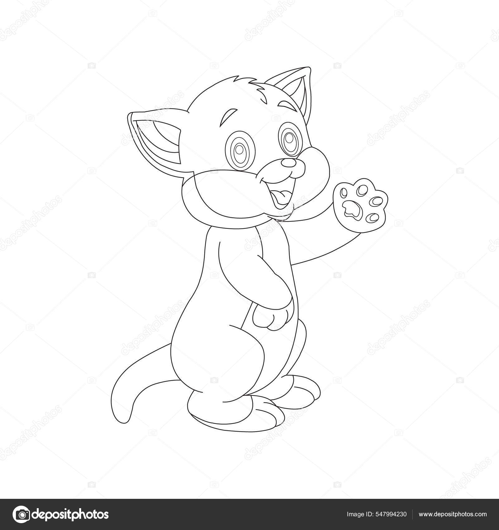 Halaman Mewarnai Garis Besar Kucing Lucu Pewarnaan Halaman Kartun ...