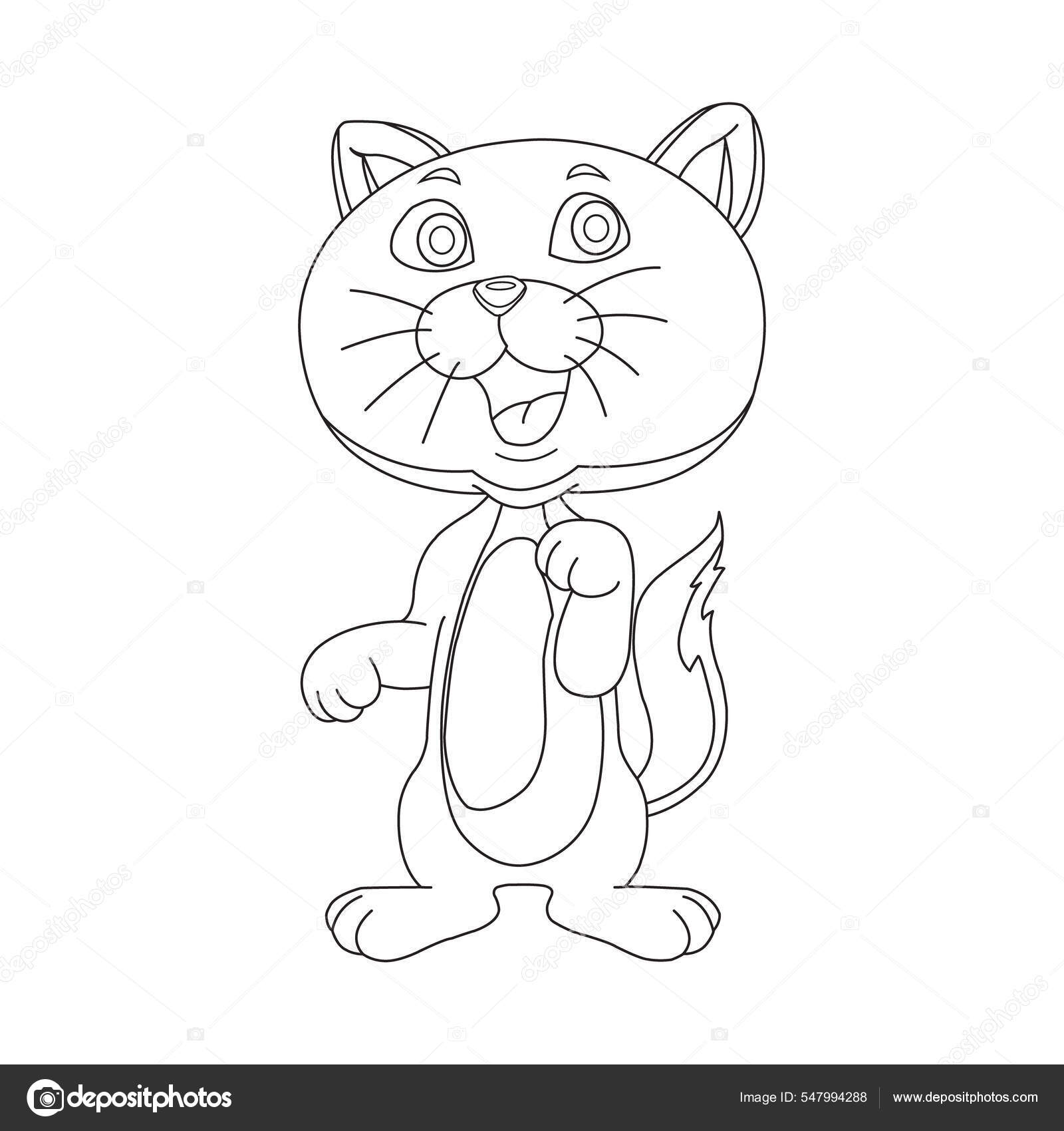 Halaman Mewarnai Garis Besar Kucing Lucu Pewarnaan Halaman Kartun ...