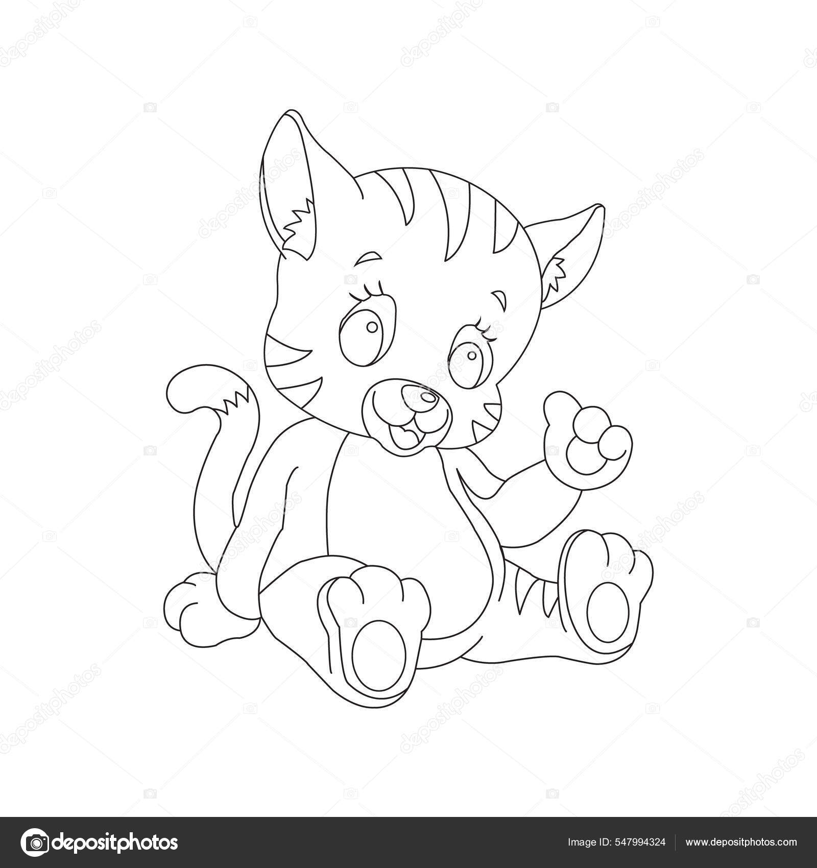 Dibujo Para Colorear Página Del Gato Lindo Animal Para Colorear Vector ...
