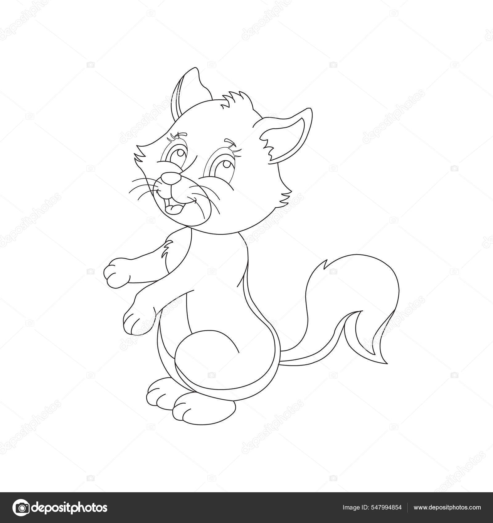 Halaman Mewarnai Garis Besar Kucing Lucu Pewarnaan Halaman Kartun ...