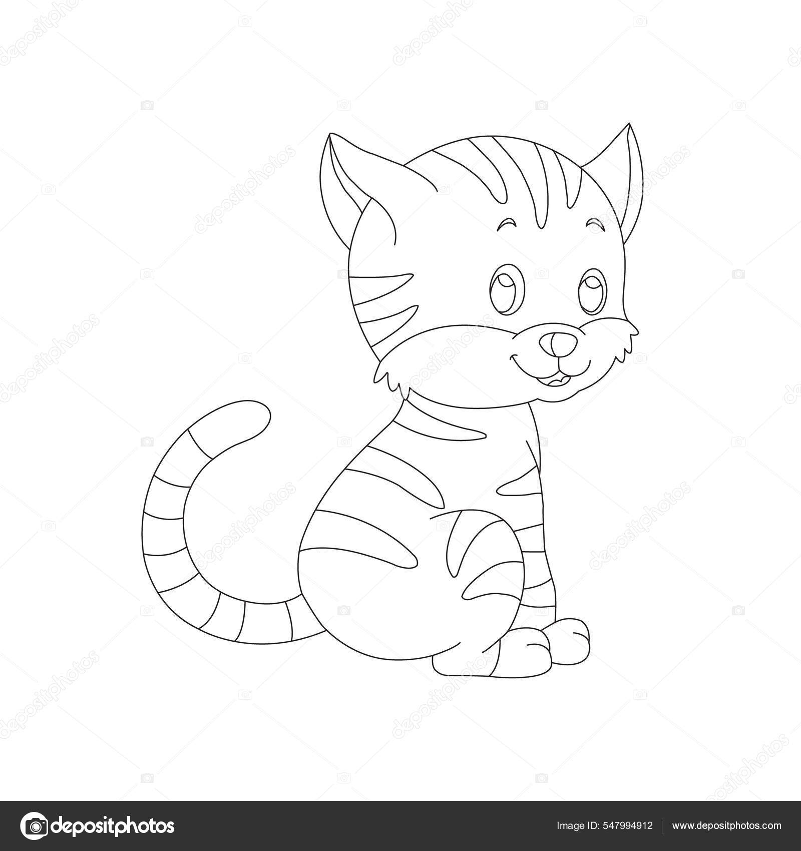 Dibujo Para Colorear Página Del Gato Lindo Animal Para Colorear Vector ...