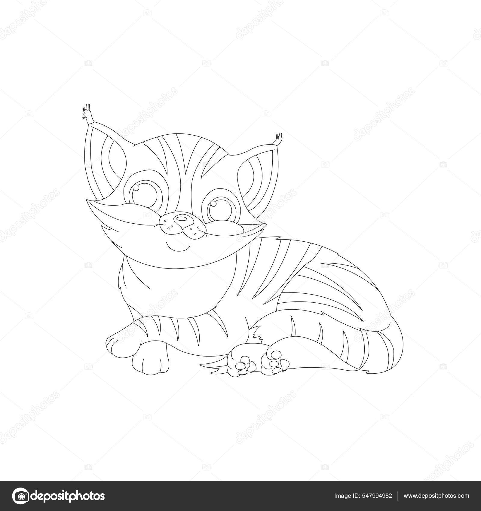 Dibujo Para Colorear Página Del Gato Lindo Animal Para Colorear Vector ...