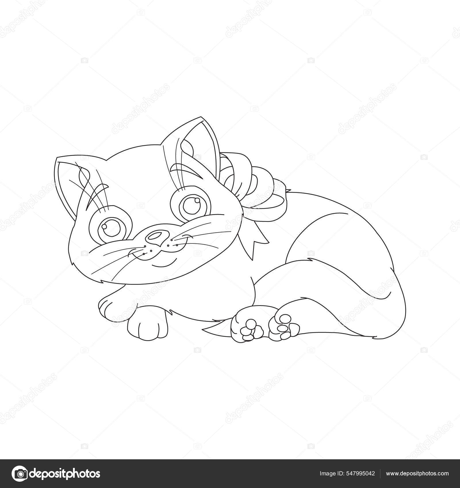 Halaman Mewarnai Garis Besar Kucing Lucu Pewarnaan Halaman Kartun ...