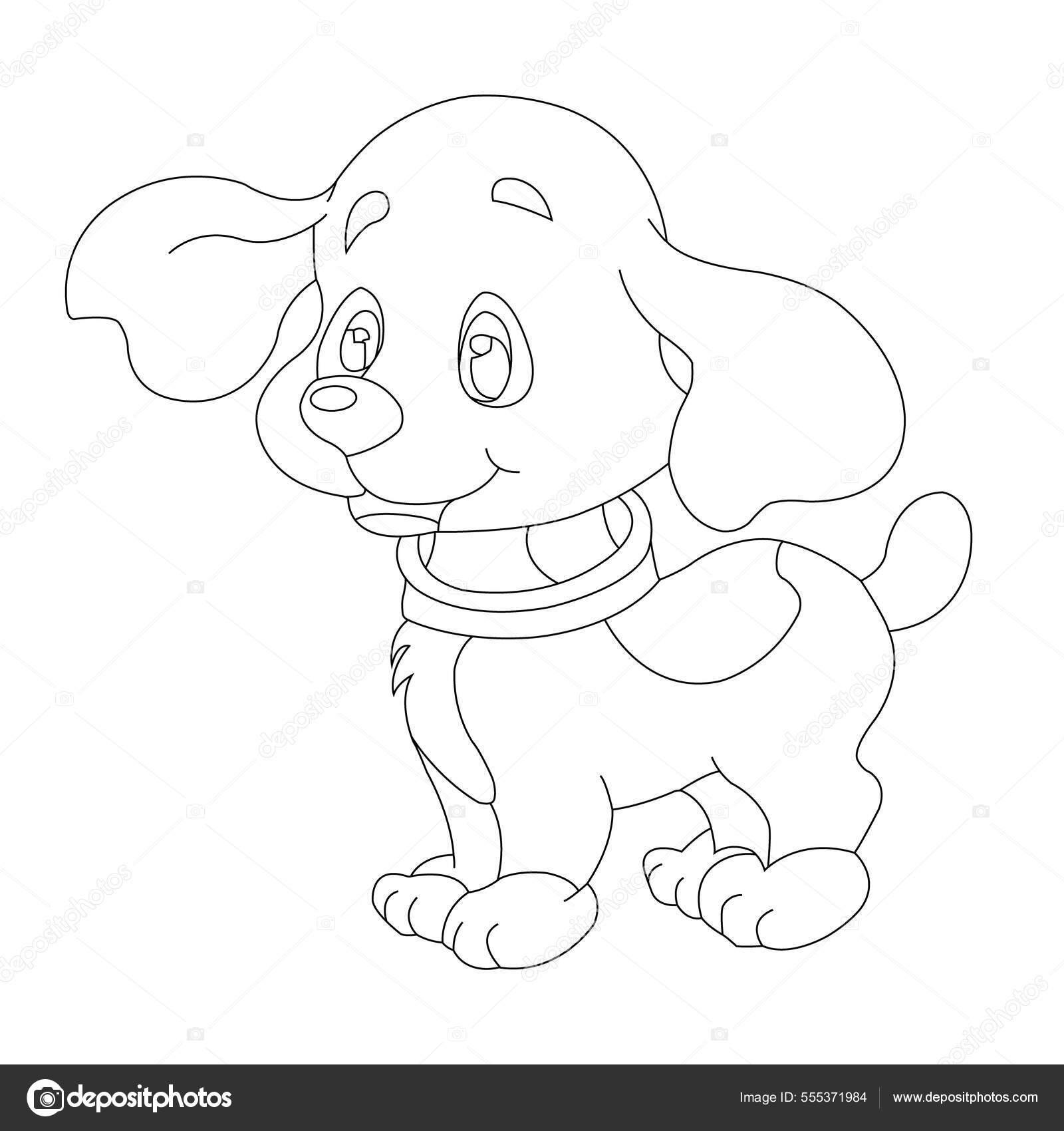 Cute Puppy Dog Outline Coloring Page Kids Animal Coloring Page Stock ...