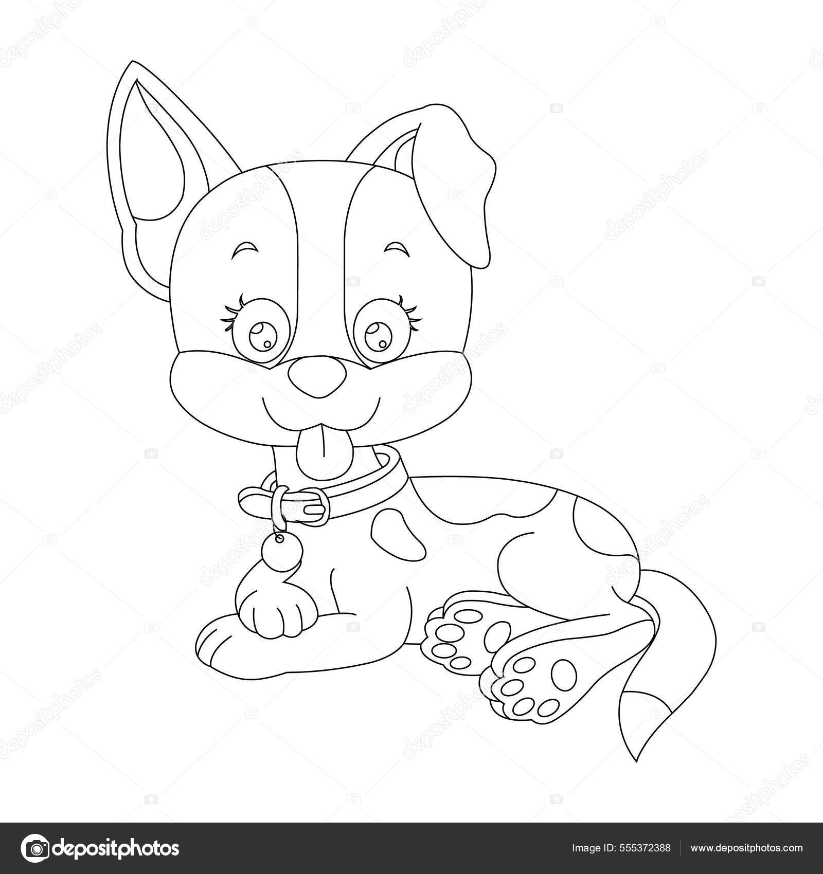 Cute Puppy Dog Outline Coloring Page Kids Animal Coloring Page Stock ...