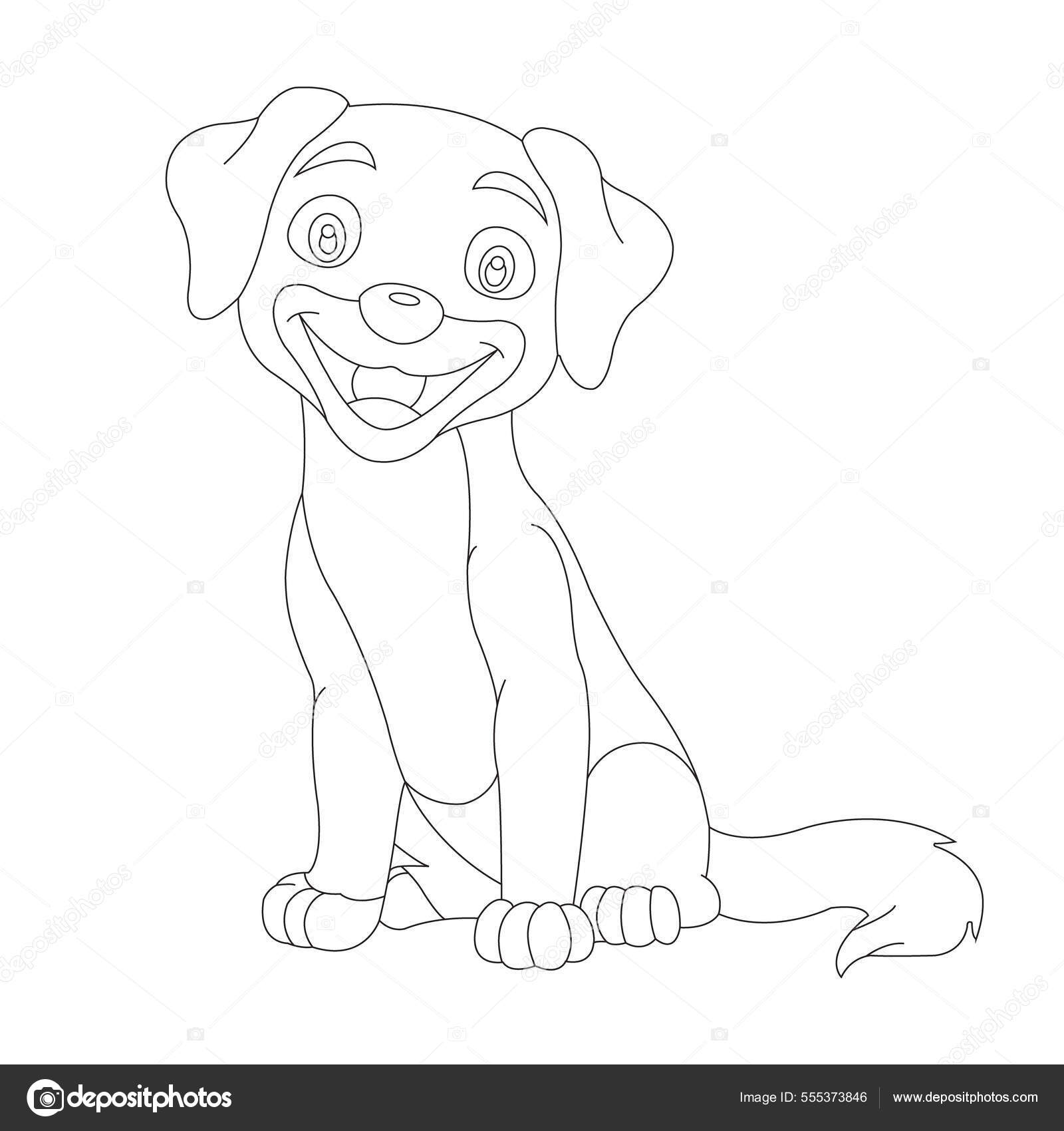 Cute Puppy Dog Outline Coloring Page Kids Animal Coloring Page Stock ...