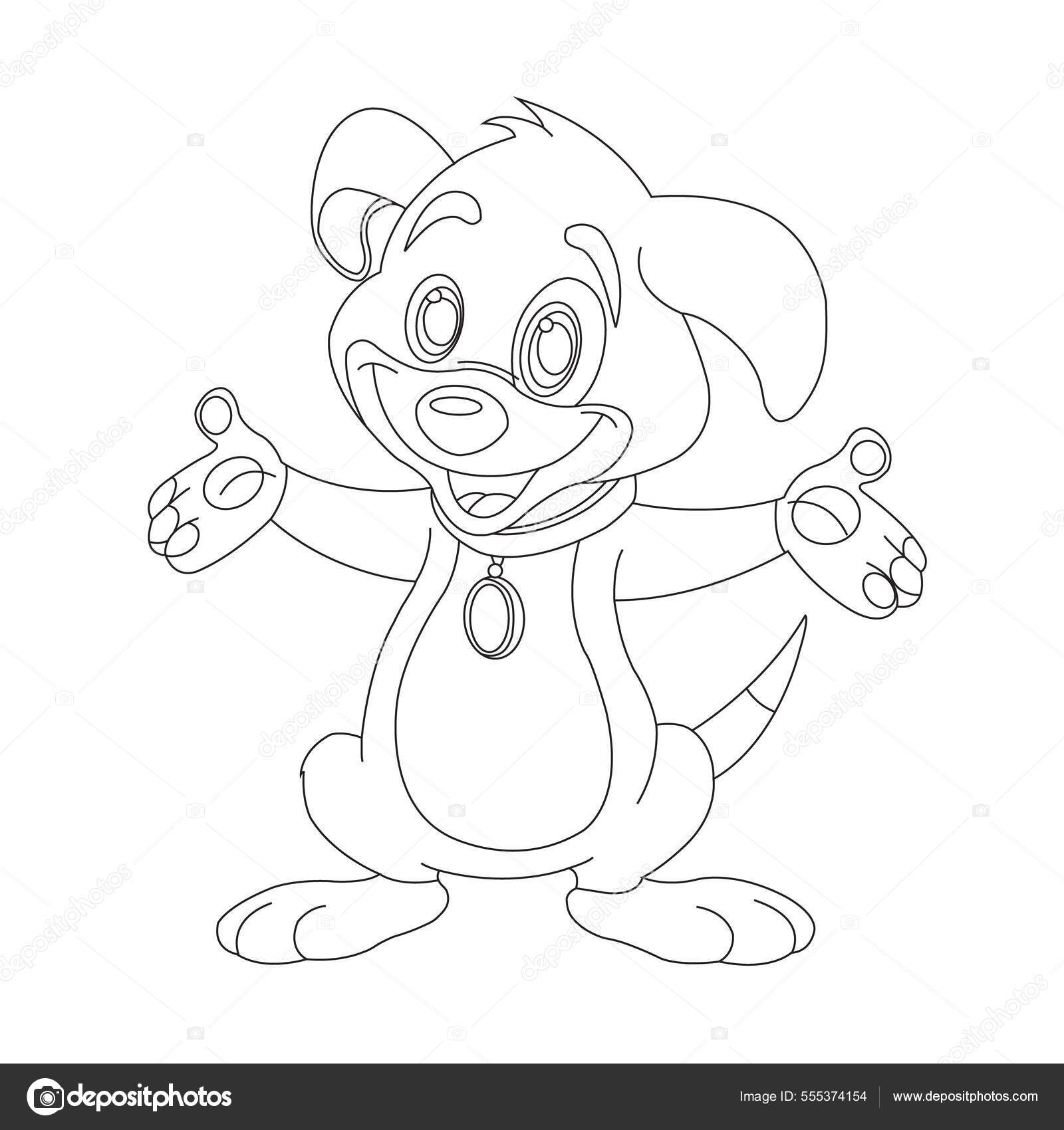 Cute Puppy Dog Outline Coloring Page Kids Animal Coloring Page Stock ...