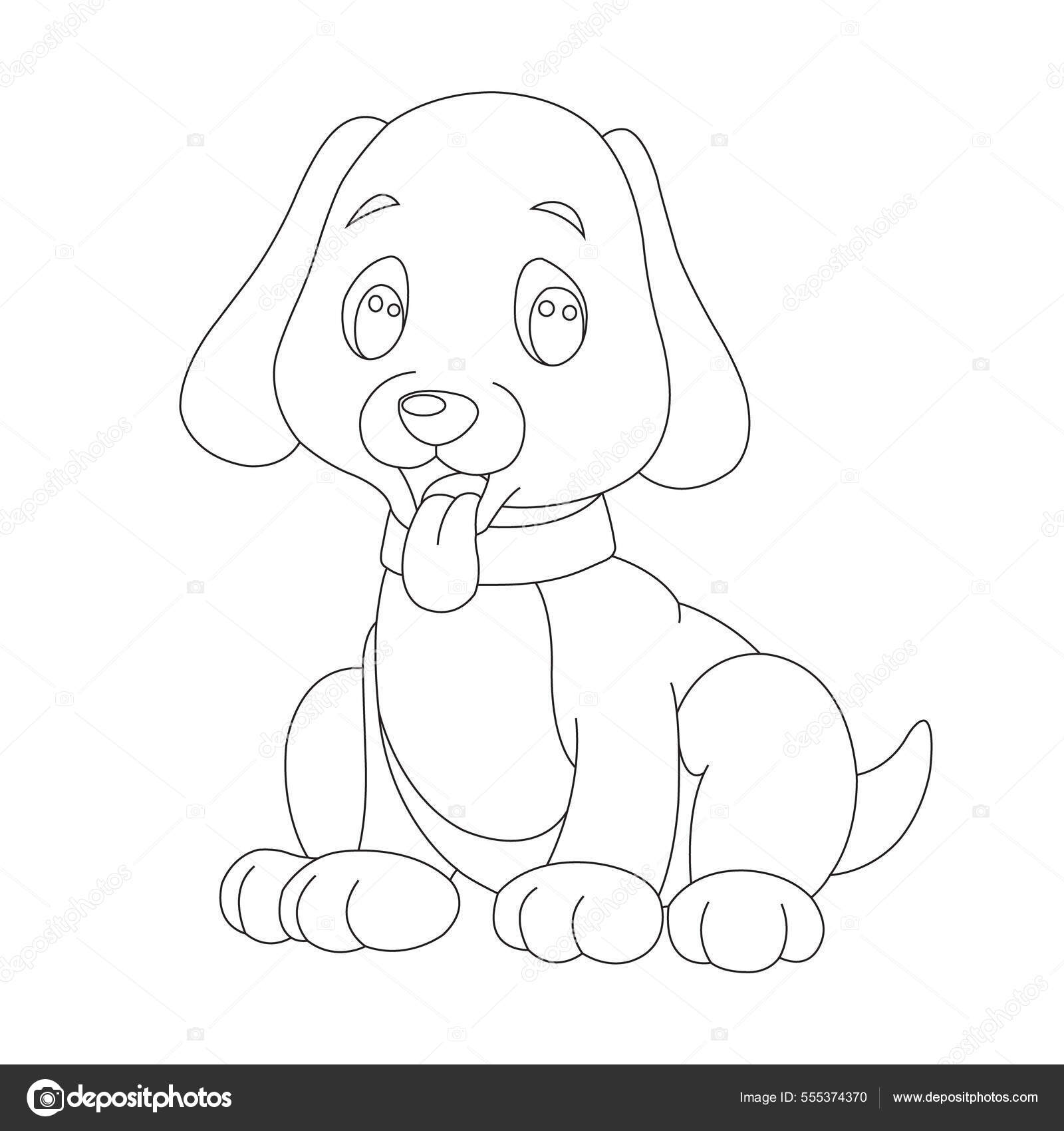 Lindo Perro Perrito Contorno Para Colorear Página Para Niños Animal ...
