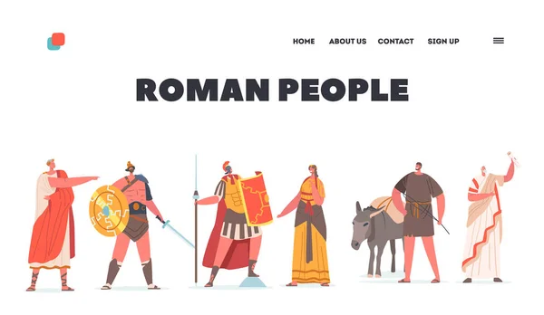 Ancient Rome Citizen Cartoon Posters. Male Female Character in Tunic ...