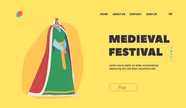 Middle Ages Landing Page Template. King Medieval Royal Family Member in ...