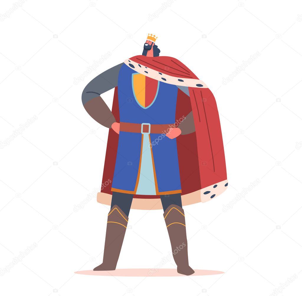 Rey Medieval Miembro de la Familia Real en Traje Histórico y Corona ...