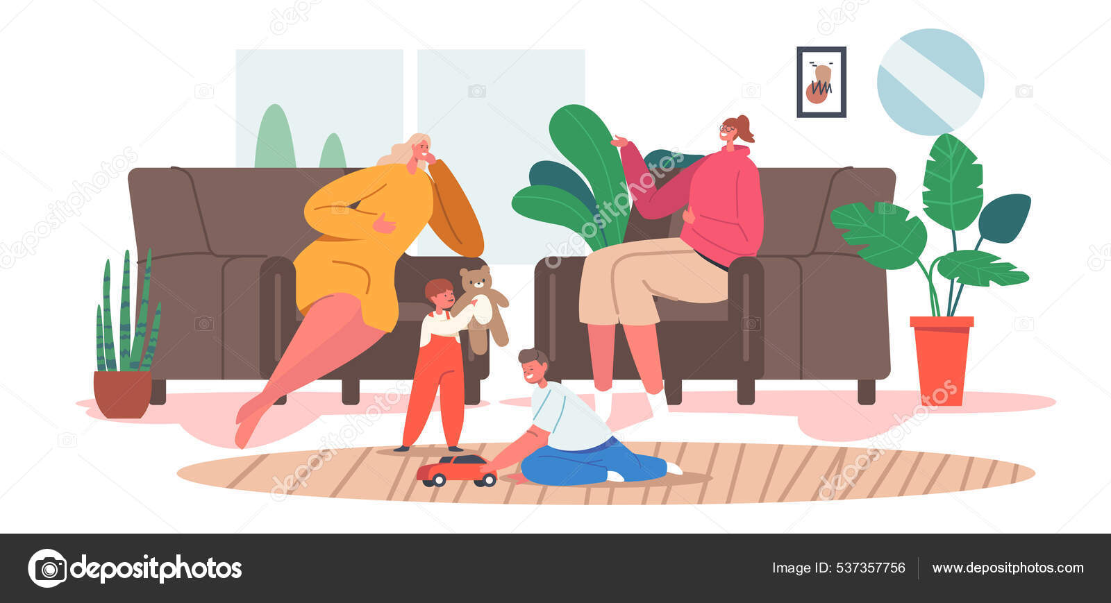 Visiting Friends Cartoon