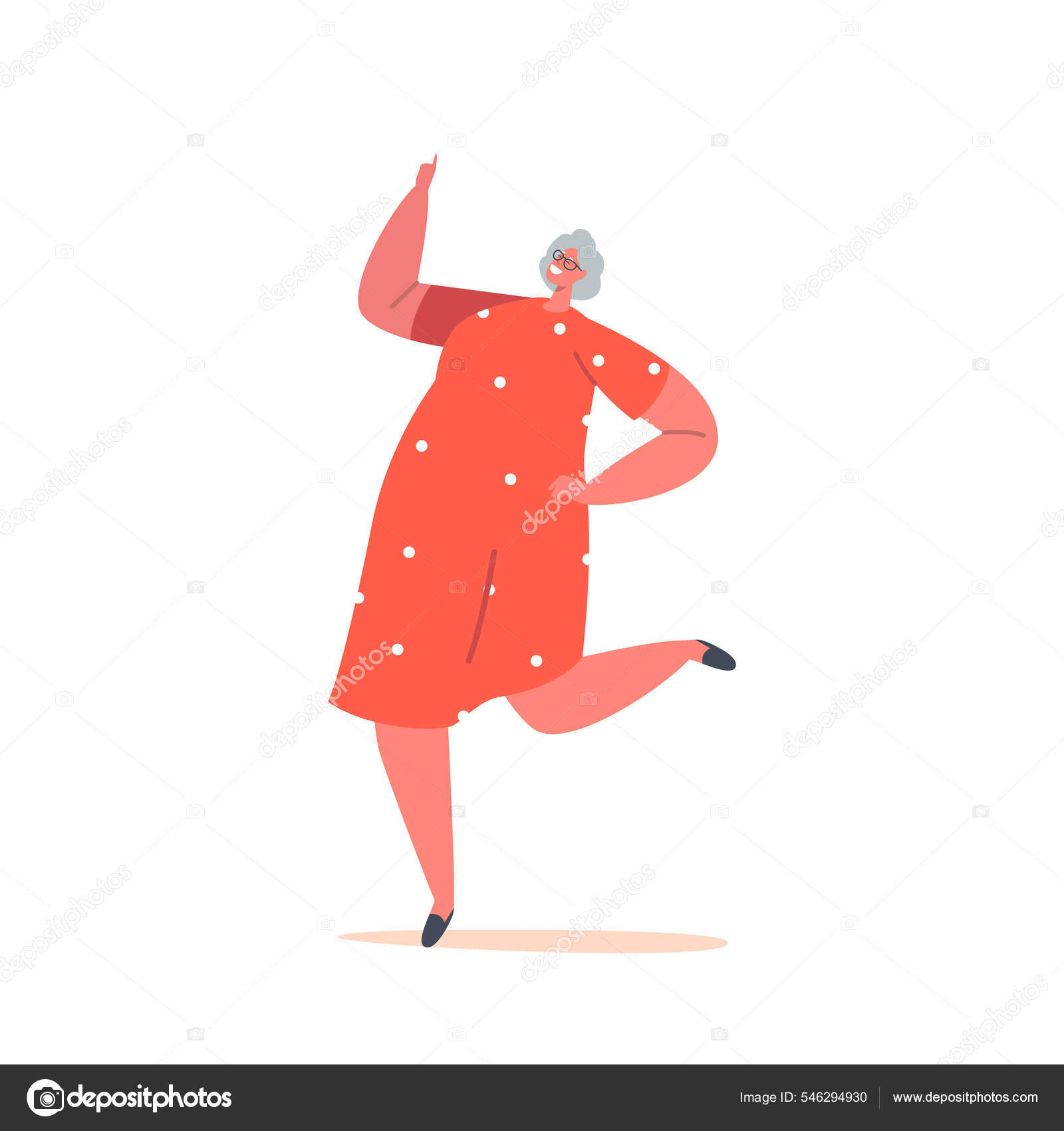 Cartoon Old Woman Dancing