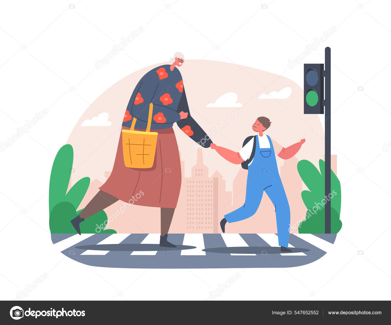 Helping Elderly People Cross The Street