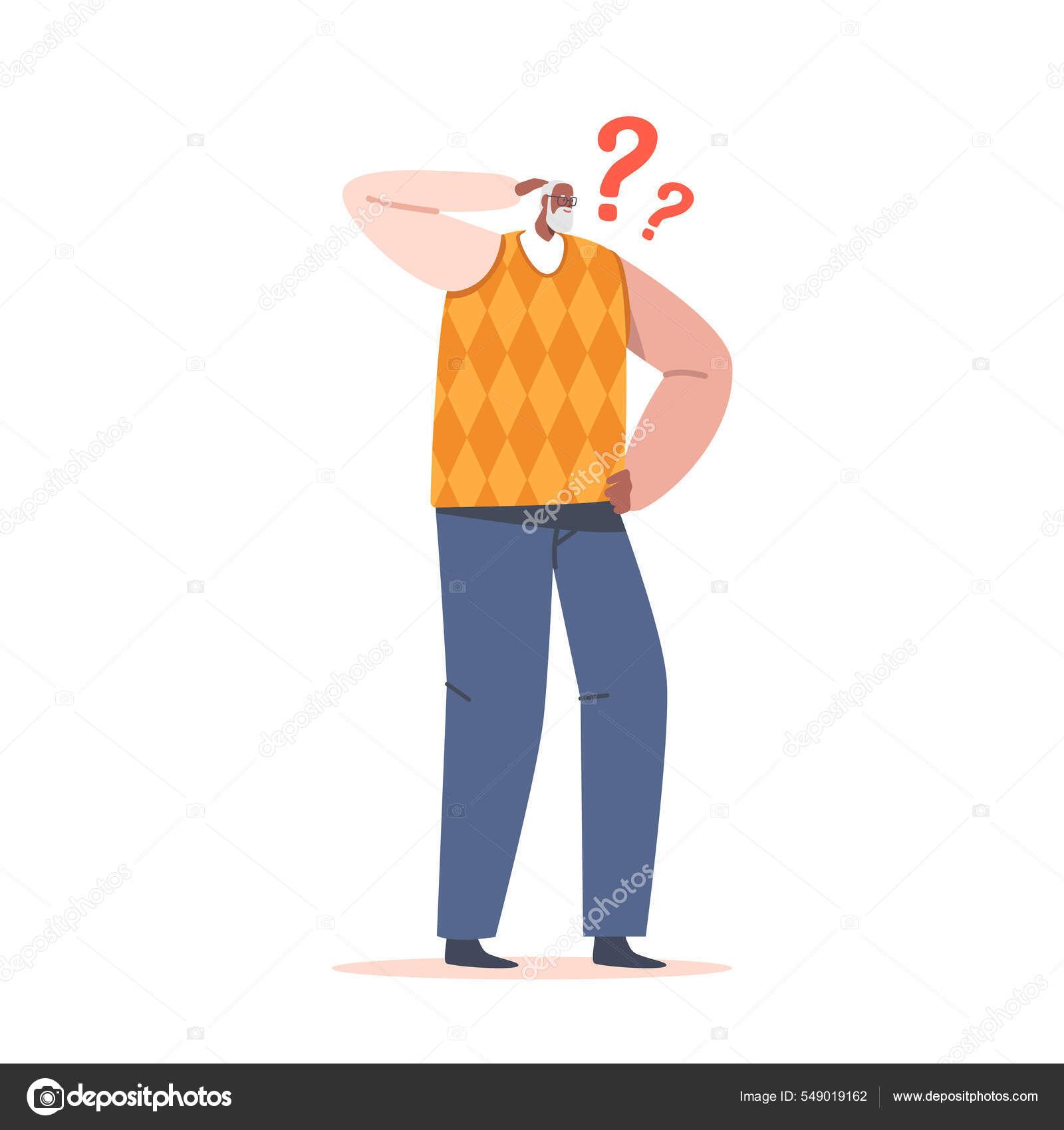 Senility, Alzheimer, Dementia Concept. Confused Old Male Character ...