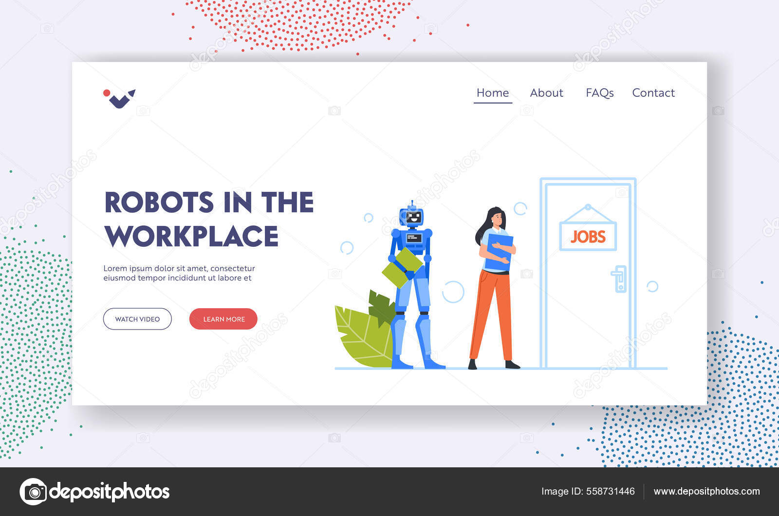Robots in the Workplace Landing Page Template. Hr, Robotization, Cyborg ...