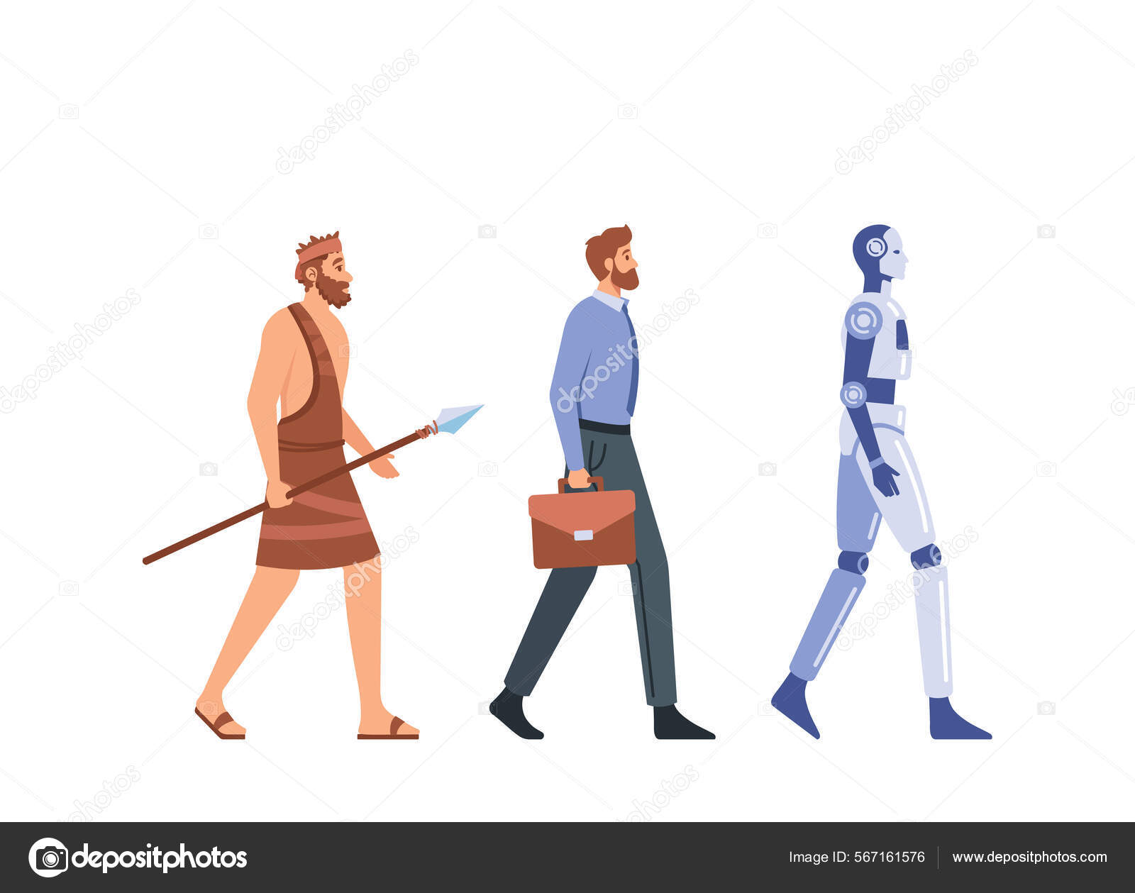 Mankind Development Concept. Male Character Evolution from Caveman to ...