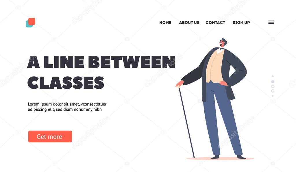 A Line Between Classes Landing Page Template. Elegant Proud Man of ...